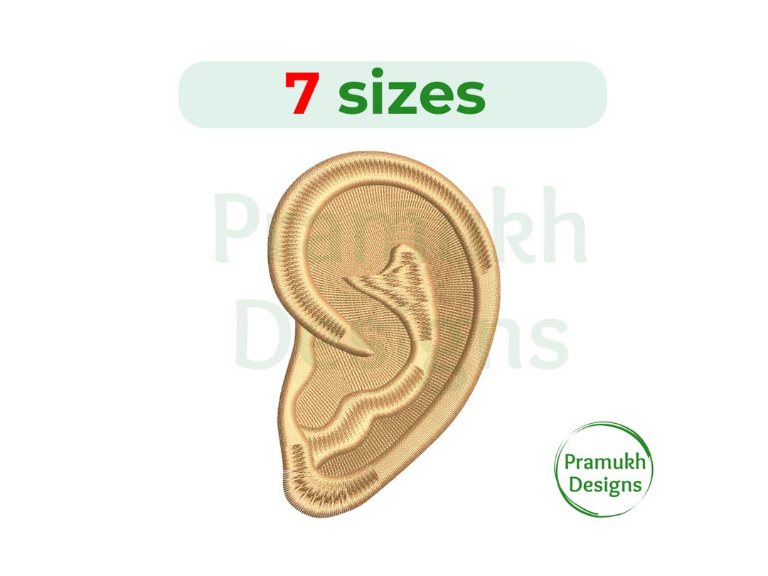 Ear Embroidery Design (1–4 Inch) – Mini Ear, Ear Silhouette, Body Part ...