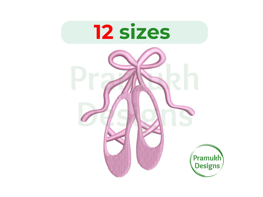 Ballerina Slippers Embroidery Design (2–7.5 Inch) – Mini Ballet ...