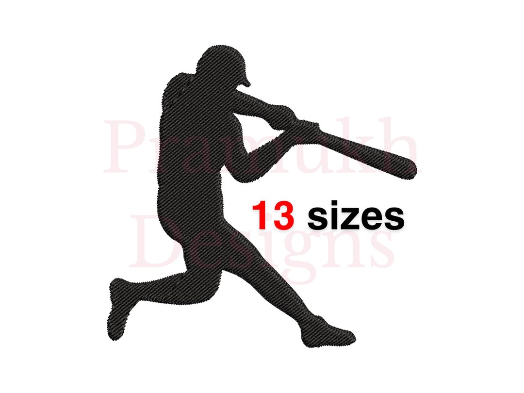 Baseball Player Embroidery Design. Baseball Player Silhouette. Mini ...