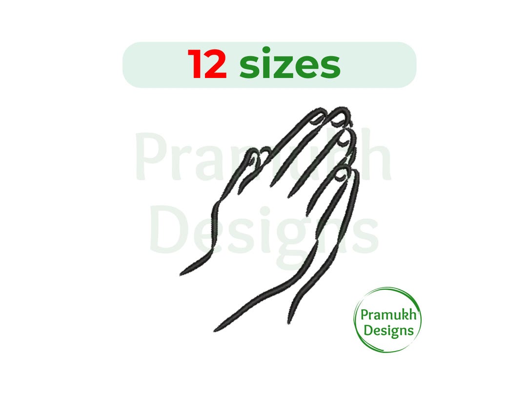 Praying Hands Embroidery Design (2–7.5 Inch) – Mini Praying Hands ...