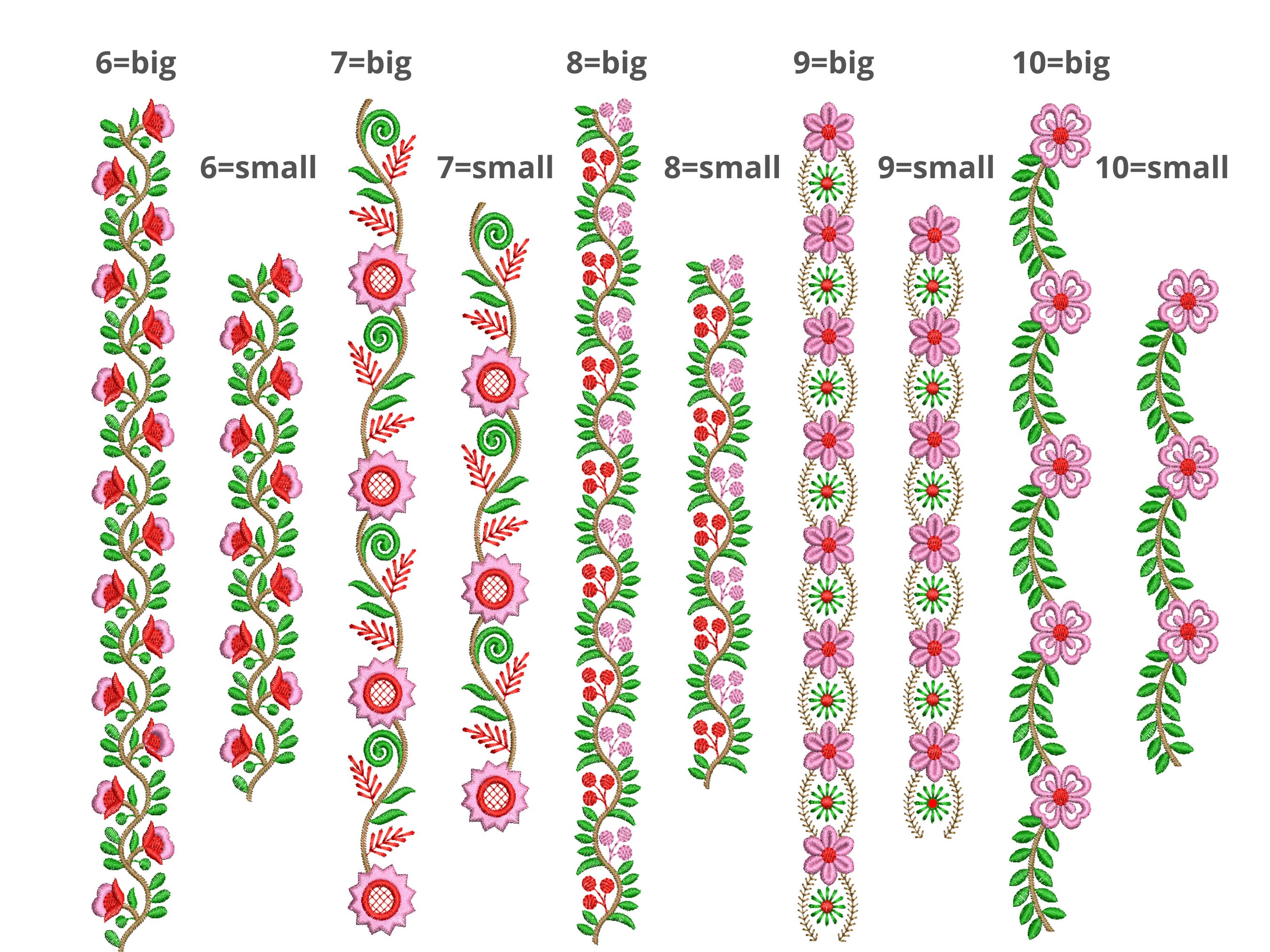 10 Embroidery Border Designs Bundle 2 Sizes beautiful Border Designs ...