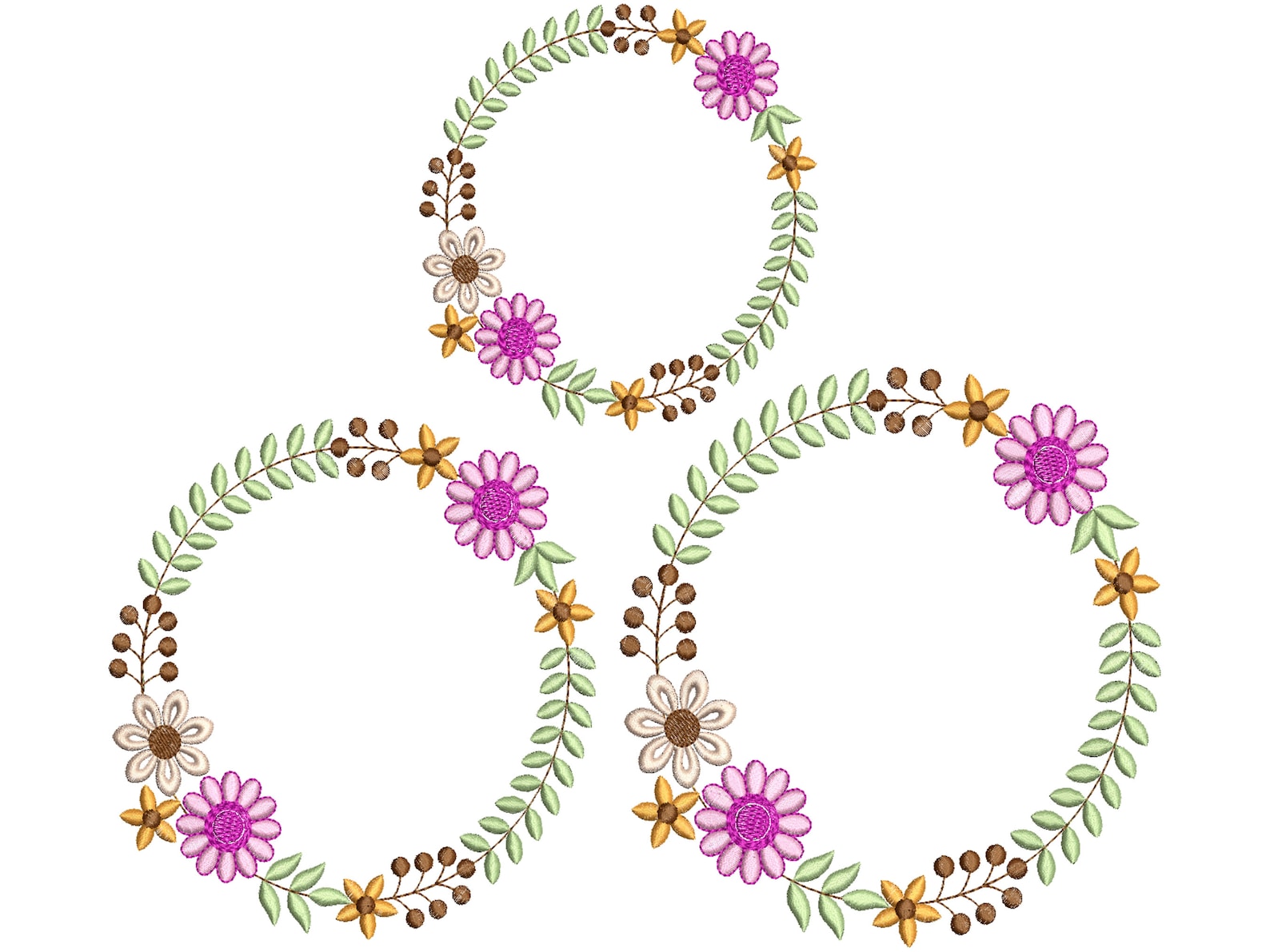 Flower Frame Embroidery Design in 3 Sizes -flower Wreath Machine ...