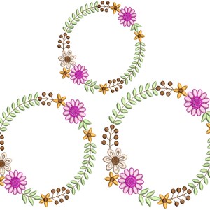 Flower Frame Embroidery Design in 3 Sizes -flower Wreath Machine ...