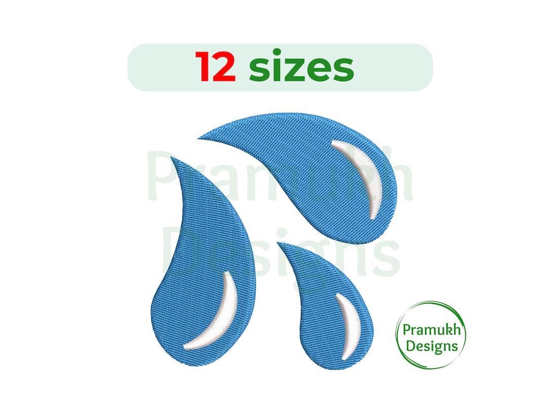 Water Droplets Embroidery Design. Water Rain Embroidery Design. Water ...
