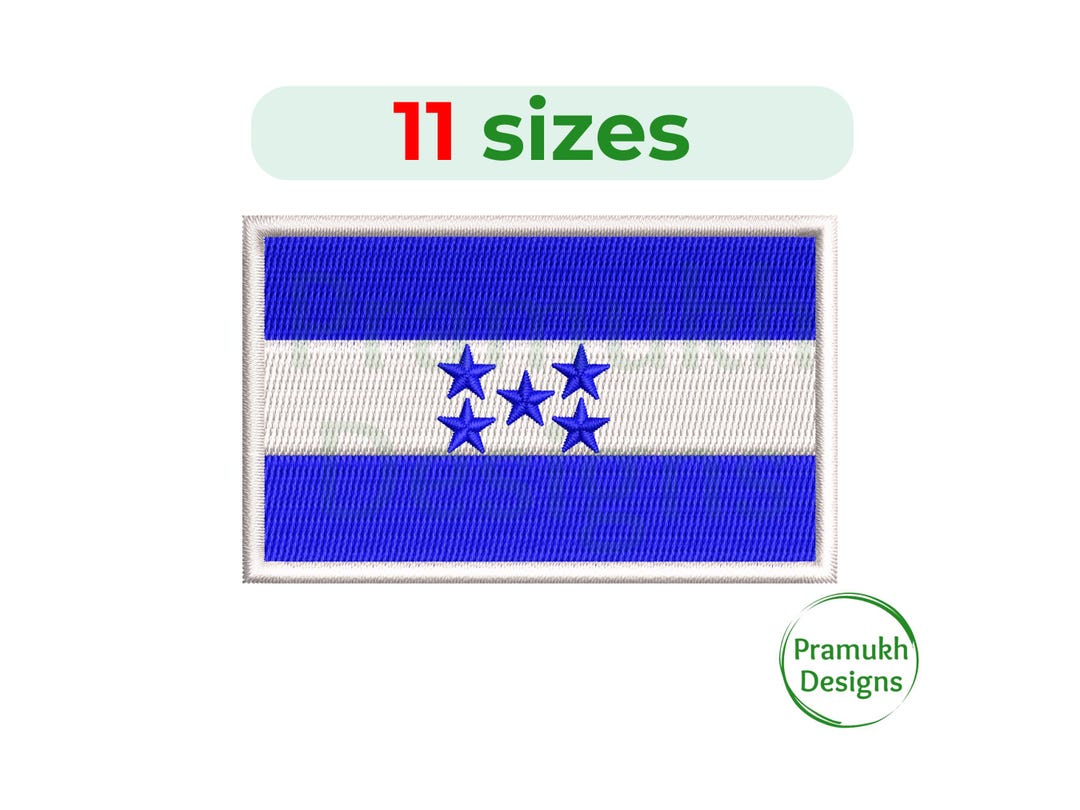 Honduras Flag Embroidery Design (2.5–7.5 Inch) – Mini Honduras Flag ...