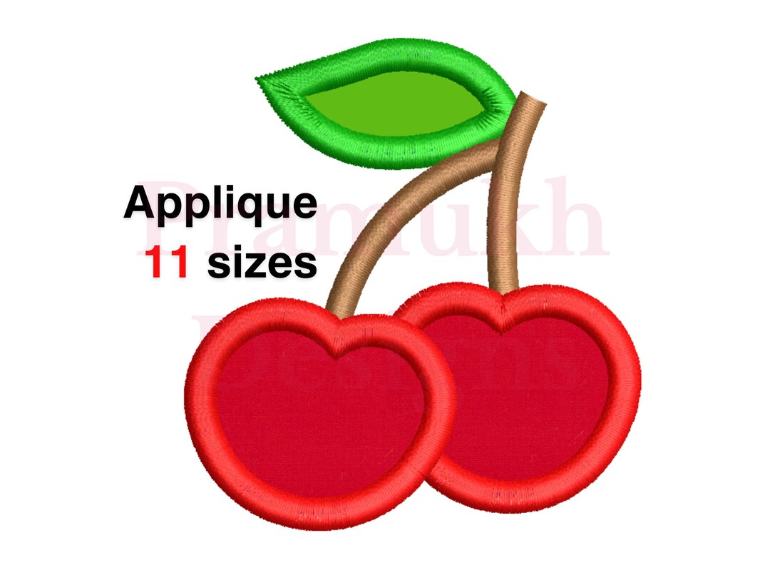 Cherry Applique Design. Cherry Embroidery Design. Embroidery Design ...