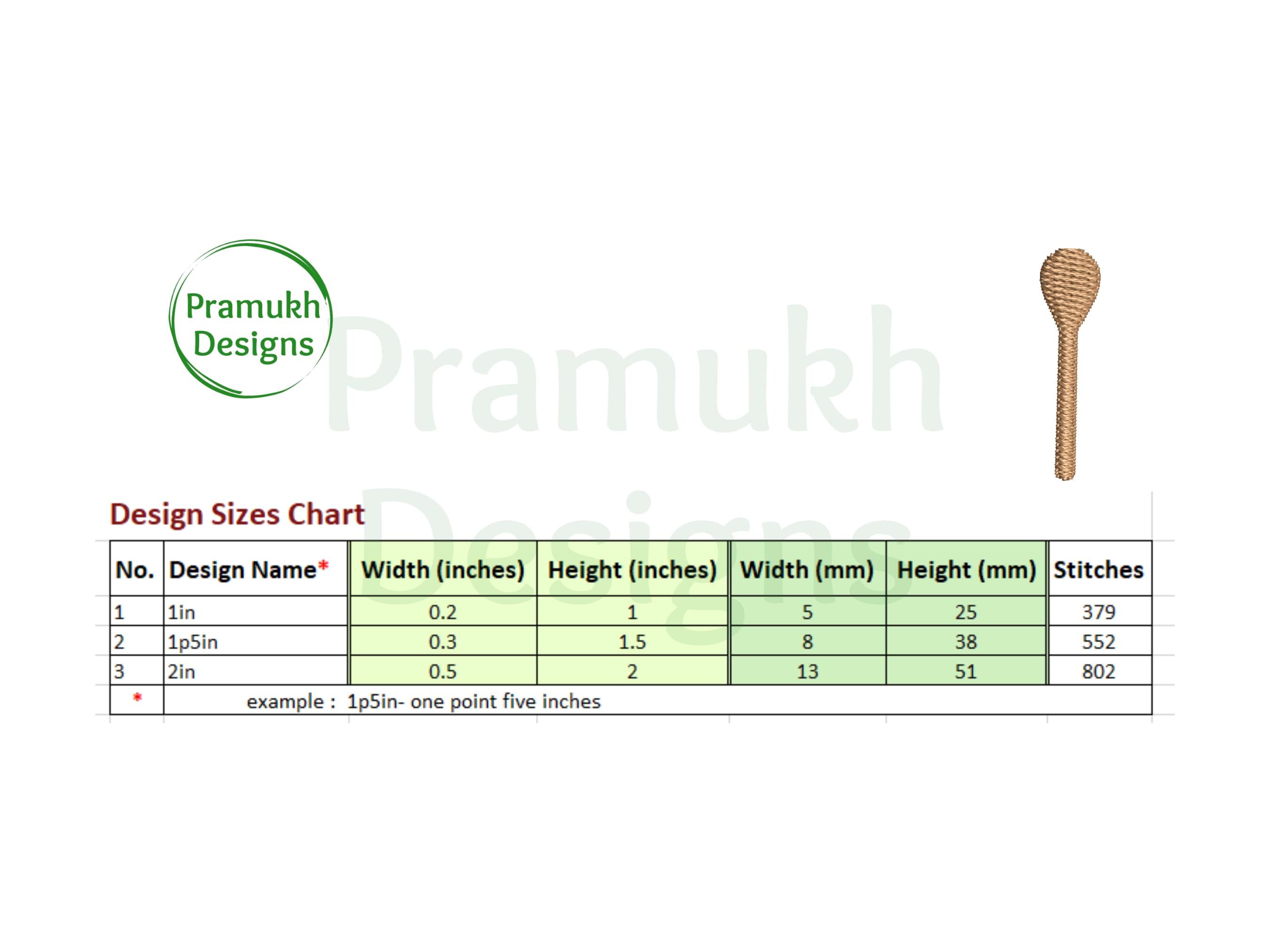 Mini Kitchen Embroidery Design Set (1–2 Inch) – Fork, Frying Pan, Knife ...