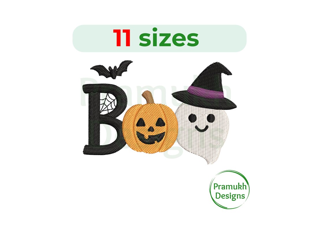 Boo Embroidery Design (2.5–7.5 Inch) – Halloween Embroidery, Machine ...