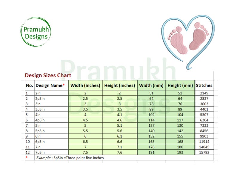Baby Feet Embroidery Design (1.5–7.5 Inch) – Mini Baby Feet With Heart ...
