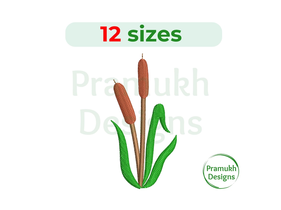 Cattails Embroidery Design. Cattails Silhouette. Mini Cattails ...