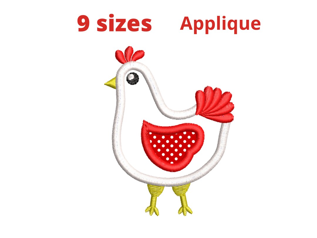Chicken Applique Machine Embroidery Design 2-INSTANT DOWNLOAD - Etsy
