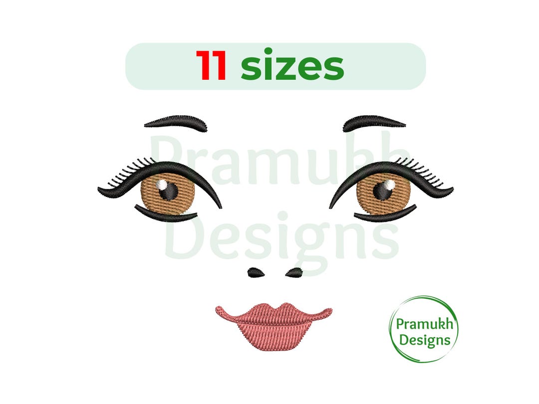 Doll Face Embroidery Design. Machine Embroidery Design. Girl Face ...