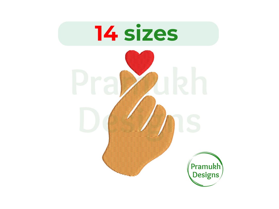 Finger Heart Hand Symbol Embroidery Design (1–7.5 Inch) – Hand Sign ...