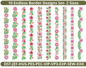 10 Embroidery Border Designs Bundle 2 Sizes Instant Digital Download - Etsy