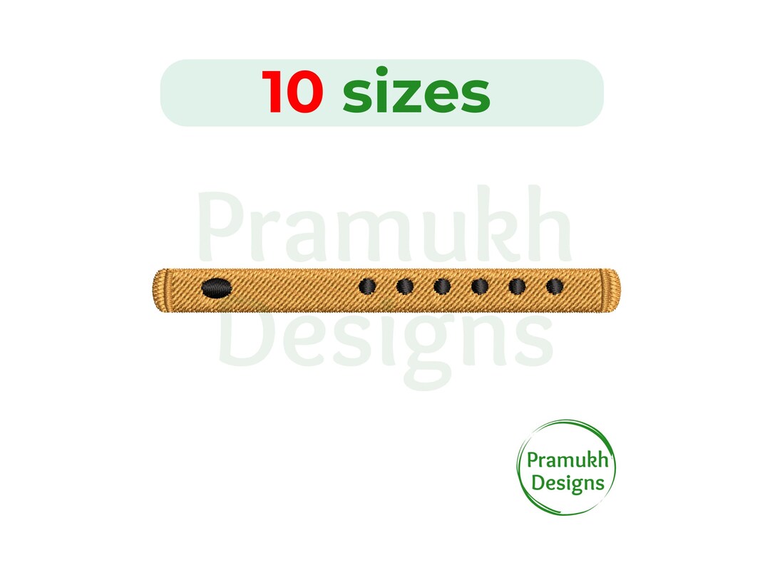 Flute Embroidery Design (3–7.5 Inch) – Machine Embroidery Designs ...