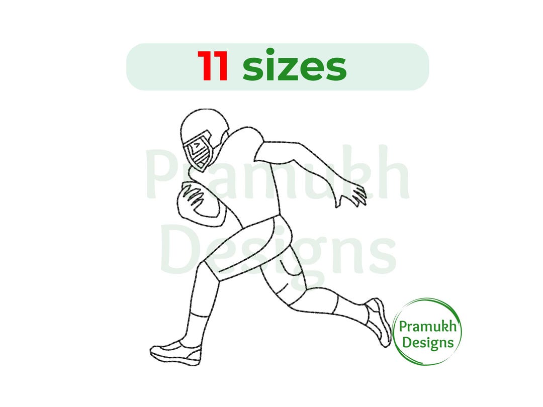 Football Player Embroidery Design. Football Player Outline Embroidery ...