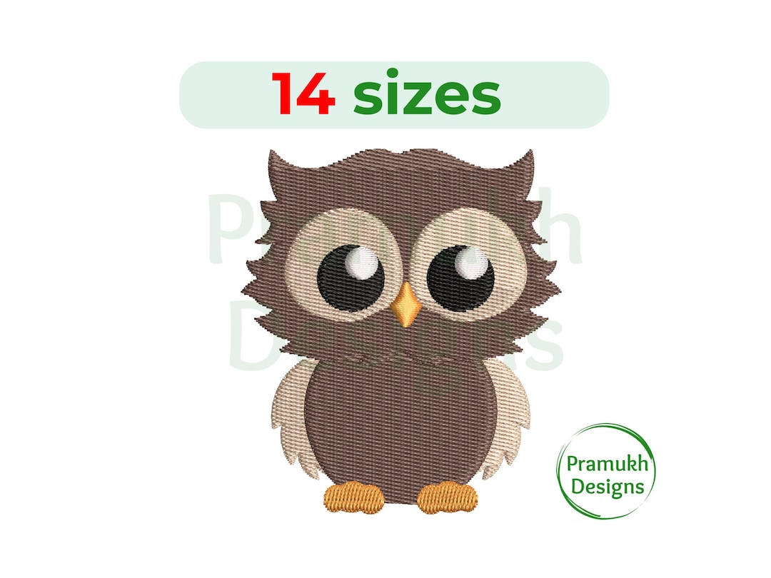Owl Machine Embroidery Design (1–7.5 Inch) – Mini Owl, Fill Stitch ...