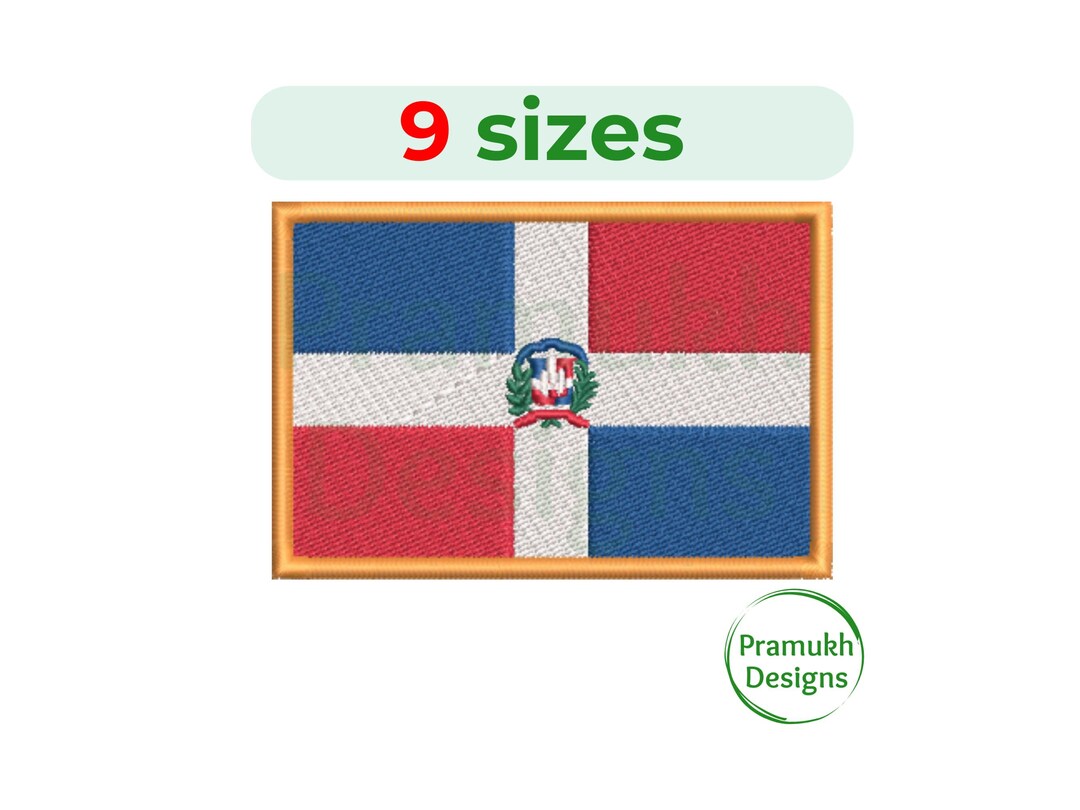 Dominican Republic Flag Embroidery Design (3.5–7.5 Inch) – Mini Flag ...