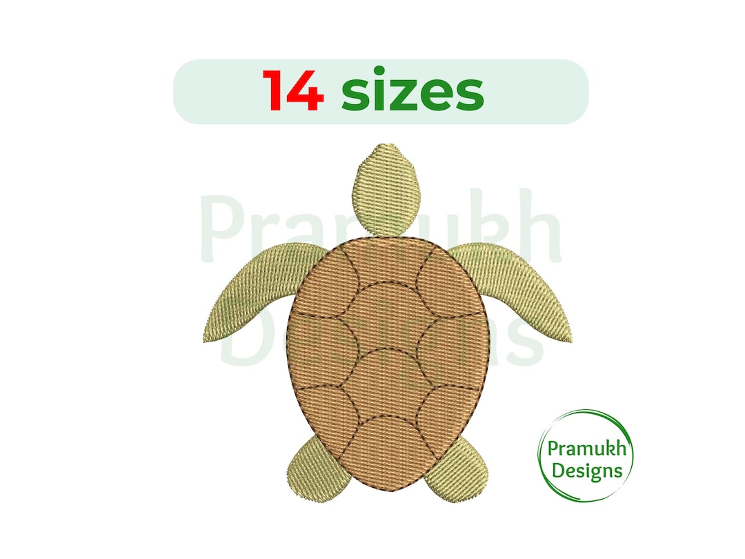 Turtle Machine Embroidery Design (1–7.5 Inch) – Mini Sea Turtle ...