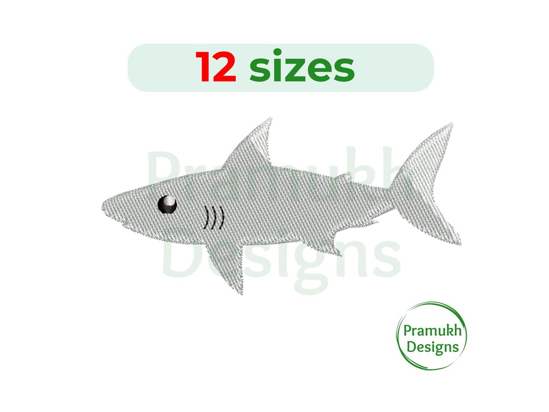 Shark Embroidery Design. Shark Silhouette. Mini Shark Embroidery Design ...