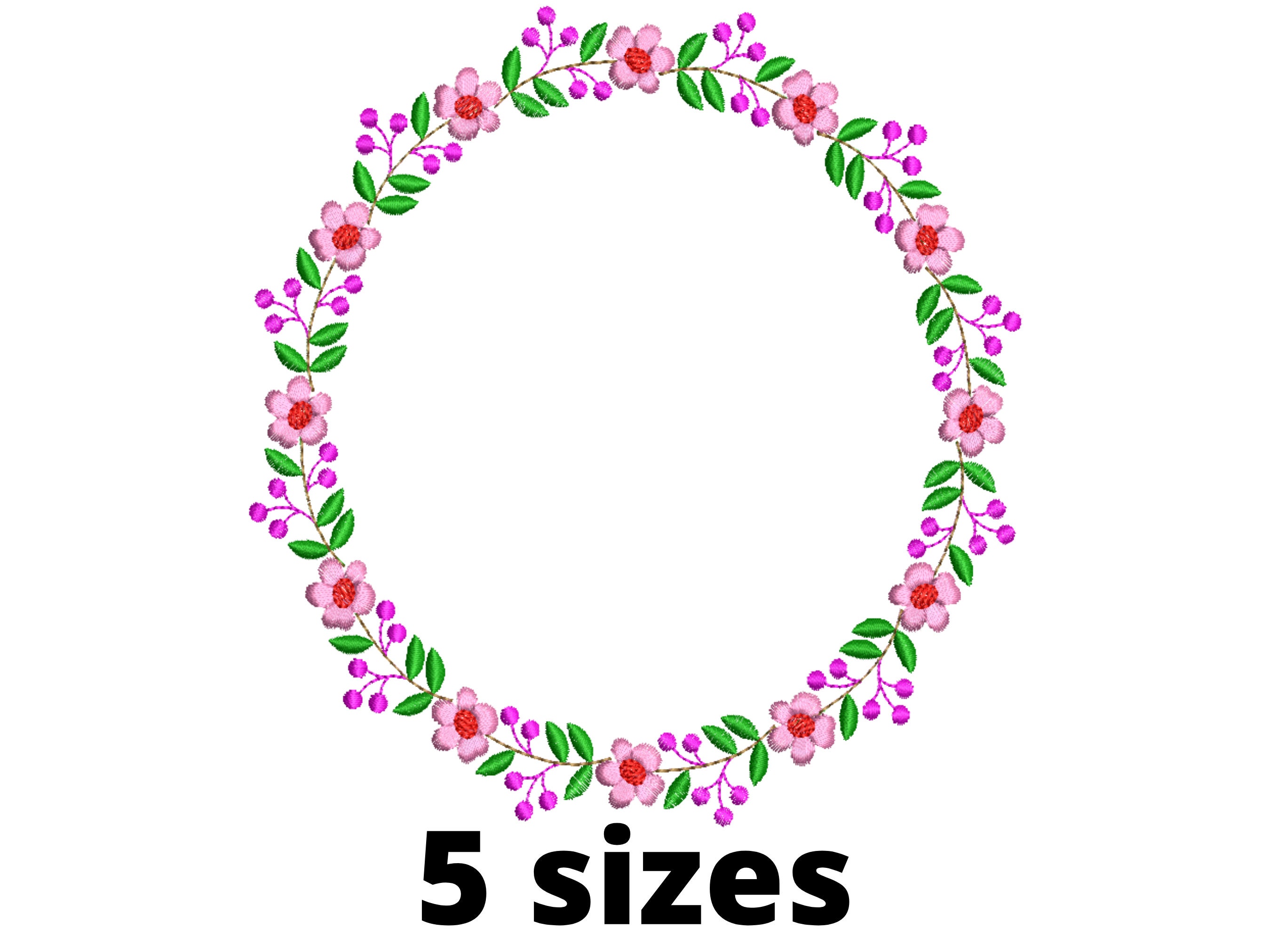 Flower Frame Machine Embroidery Design, Flower Wreath Embroidery ...