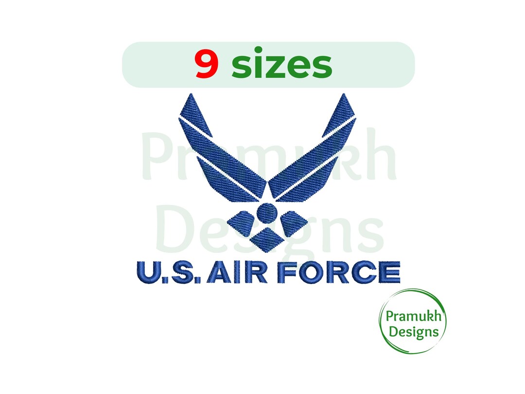US Air Force Embroidery Design (3.5–7.5 Inch) – Mini USAF Logo, Symbol ...