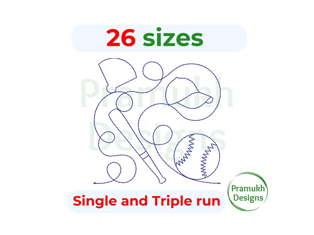 Baseball Quilt Block Machine Embroidery Design. Edge to Edge Quilting ...