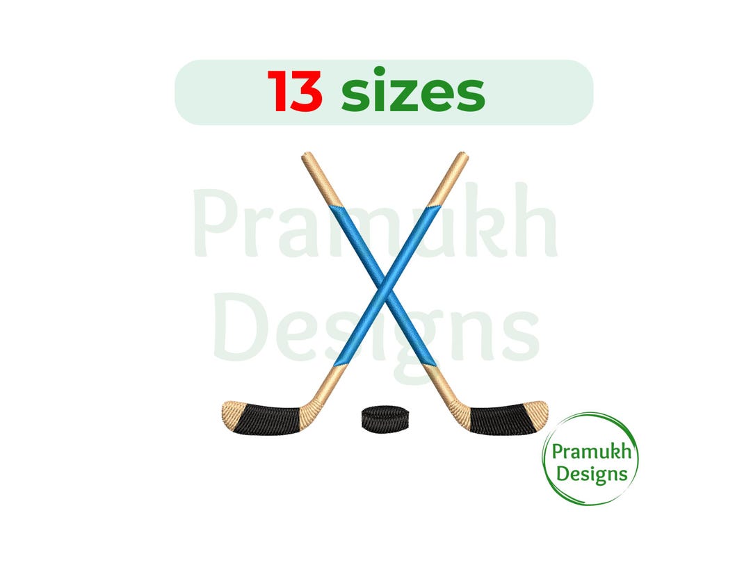 Hockey Sticks and Puck Embroidery Design (1.5–7.5 Inch) – Mini Hockey ...