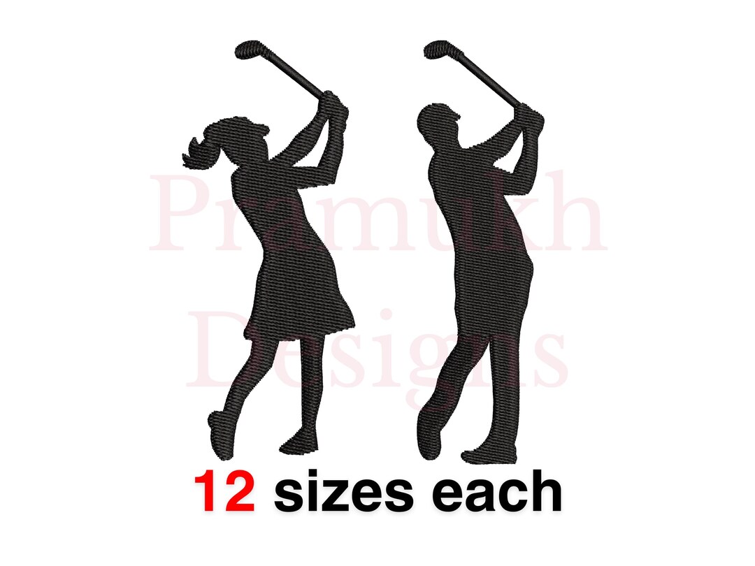 Golfer Embroidery Design. Set 12 Size Female Golfer and Men Golfer Embroidery Design Machine ...