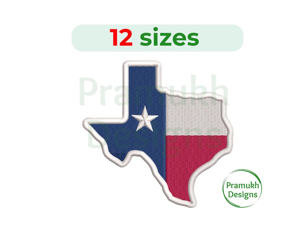 Texas Embroidery Design (2–7.5 Inch) – Mini Texas Flag, Bean Stitch ...