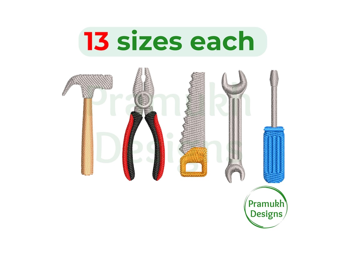Tool Set Embroidery Design (13 Sizes) – Tools Silhouette, Mini Tools ...