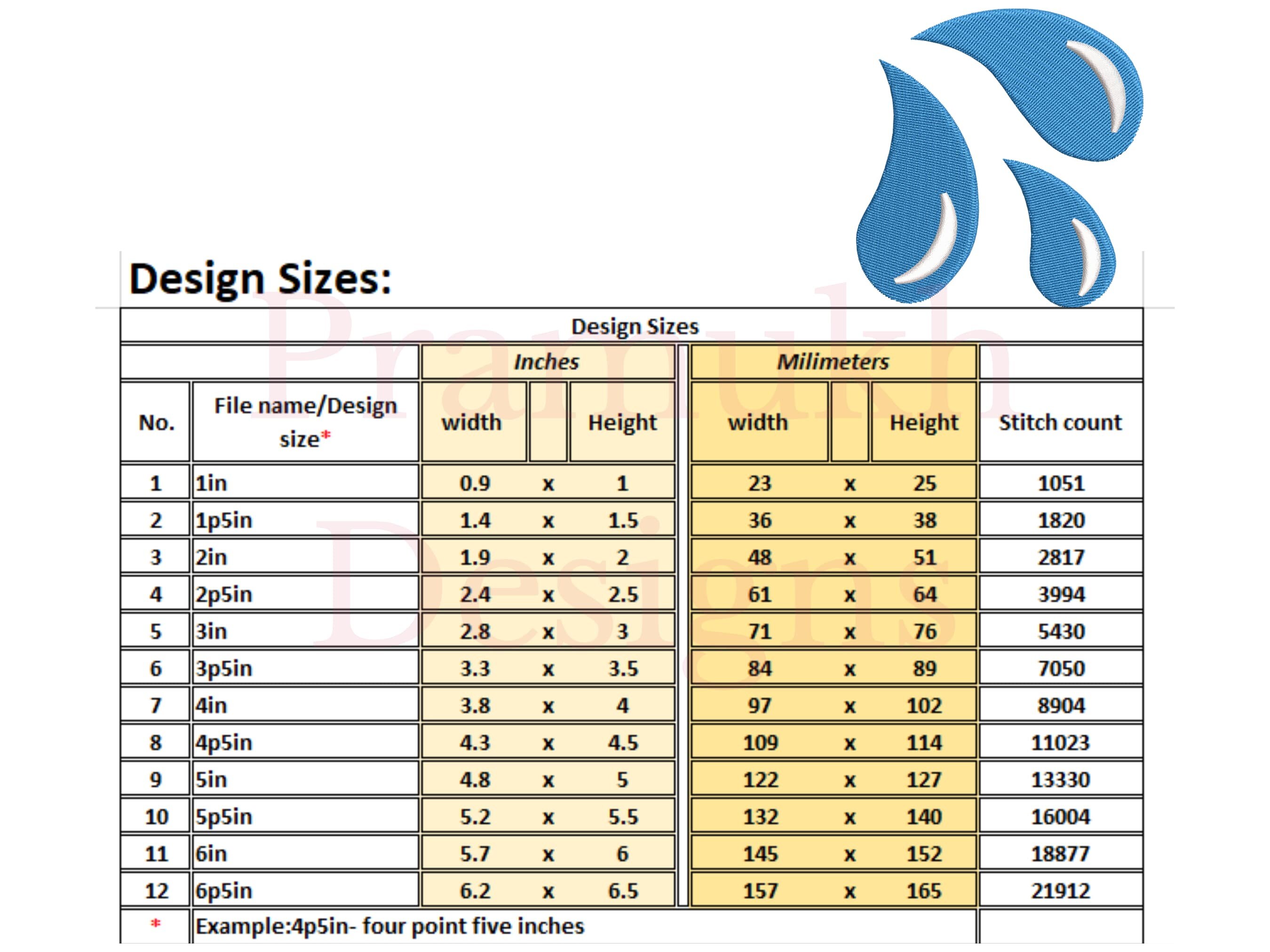 Water Droplets Embroidery Design. Water Rain Embroidery Design. Water ...