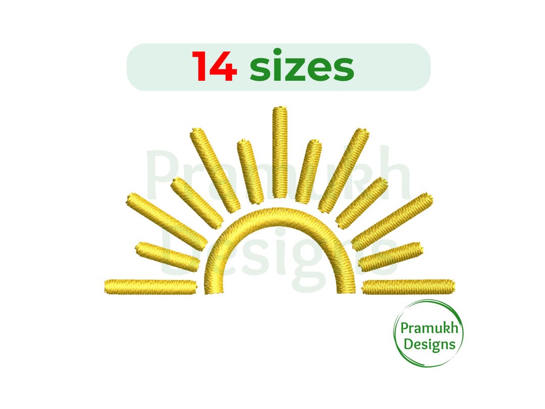 Sunrise Outline Embroidery Design (1.5–5.5 Inch) – Mini Sun, Summer ...