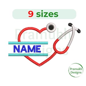 Split Stethoscope Heart Embroidery Design (3.5–7.5 Inch) – Mini ...
