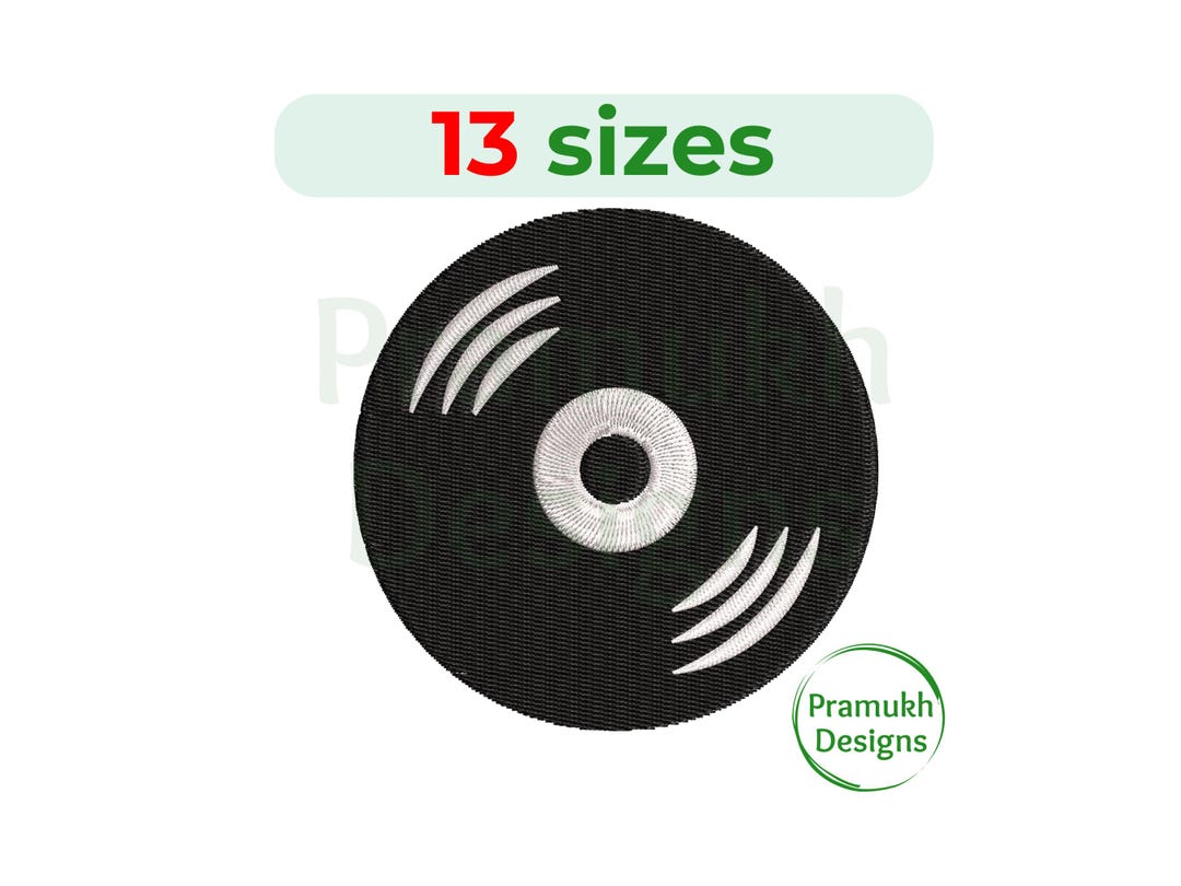 Vinyl Record Embroidery Design. Vinyl Record Mini Design. Vinyl Record ...