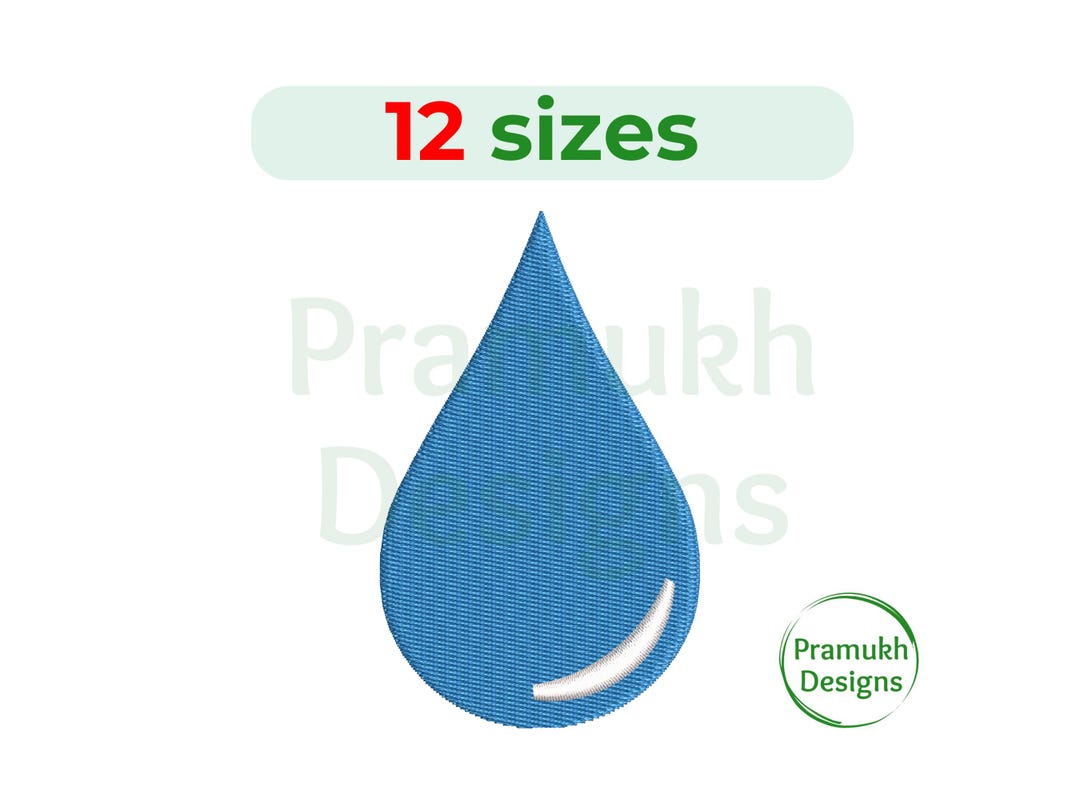 One Drop Water Embroidery Design. Water Droplet Embroidery Design ...