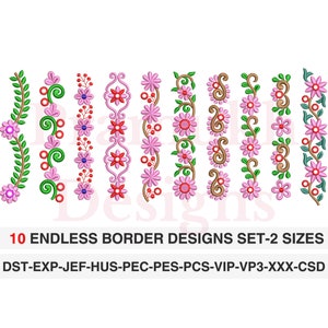 10 Embroidery Border Designs Bundle - 2 Sizes - Instant Digital ...