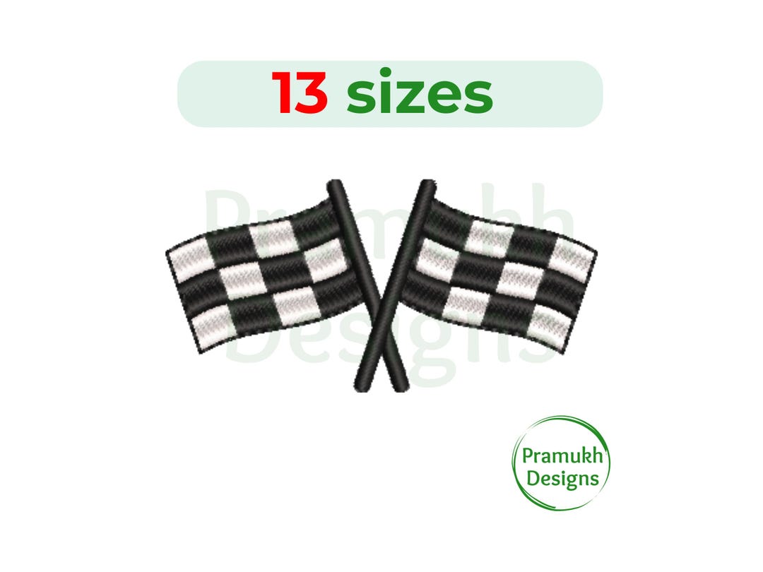 Checkered Flag Embroidery Design. Checkered Flag Mini. Checkered Flag ...