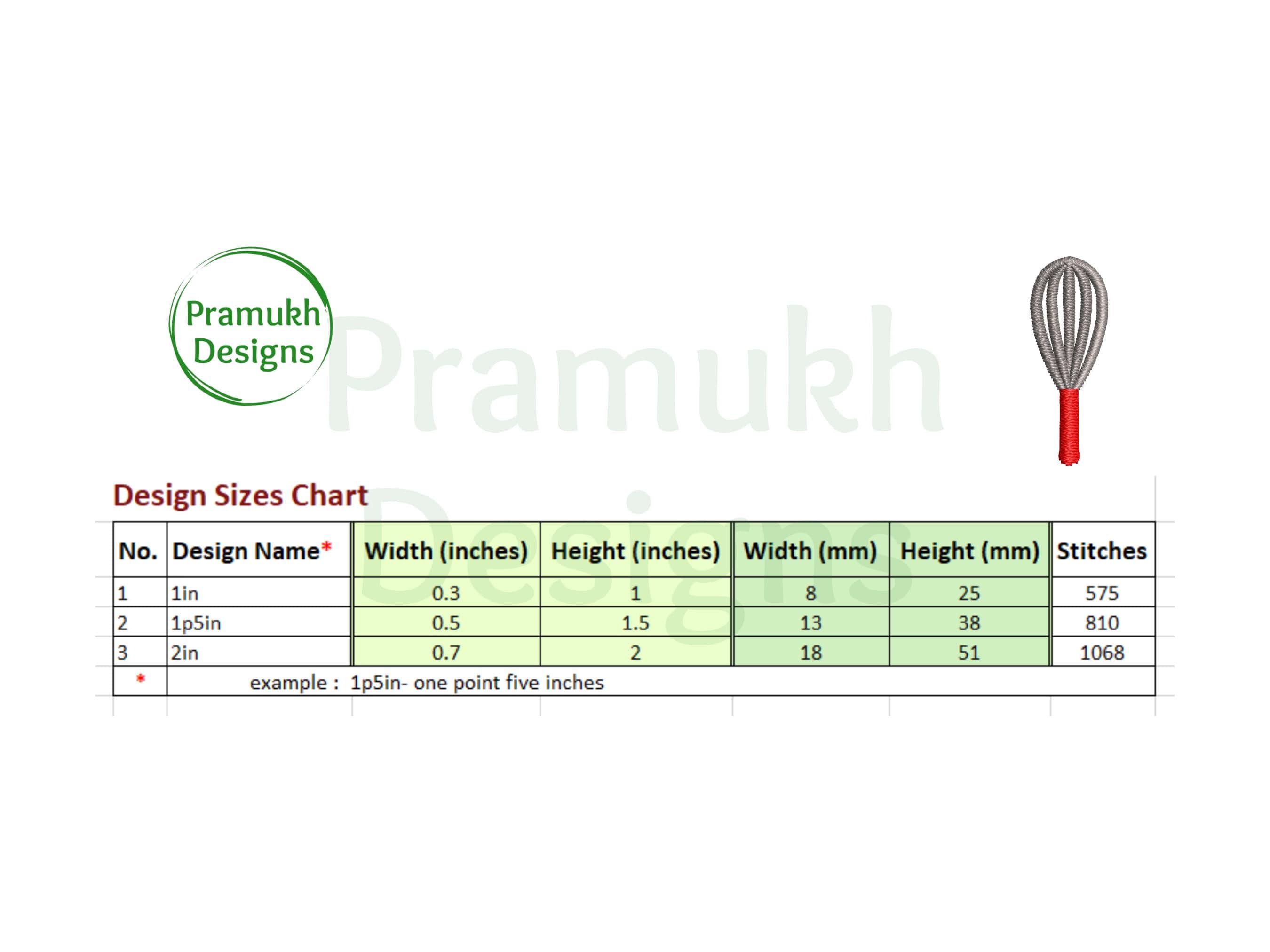 Mini Kitchen Embroidery Design Set (1–2 Inch) – Fork, Frying Pan, Knife ...