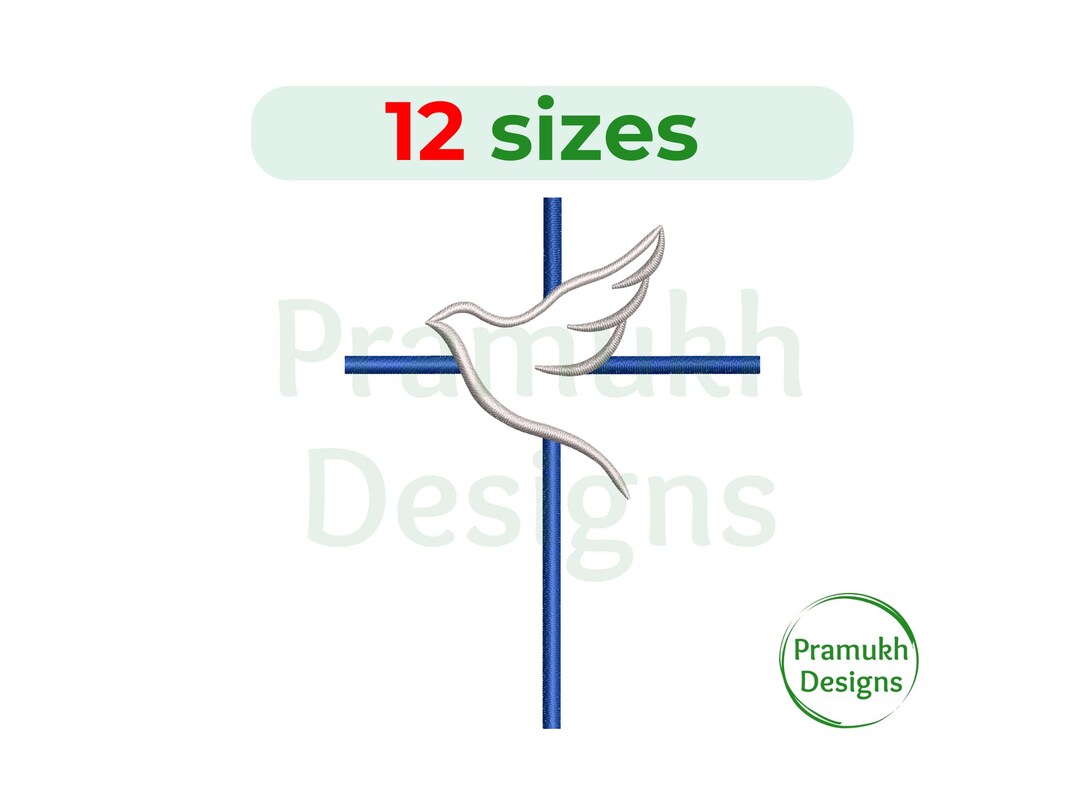 Dove Cross Embroidery Design (2–7.5 Inch) – Mini Dove Cross, Silhouette ...