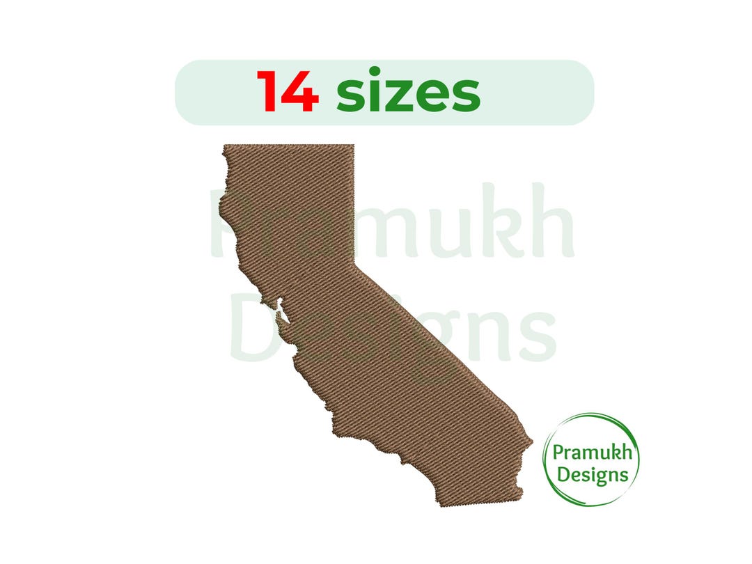 California Embroidery Design. California State Design. Machine ...