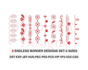 10 Embroidery Border Designs Bundle 2 Sizes Instant Digital Download - Etsy