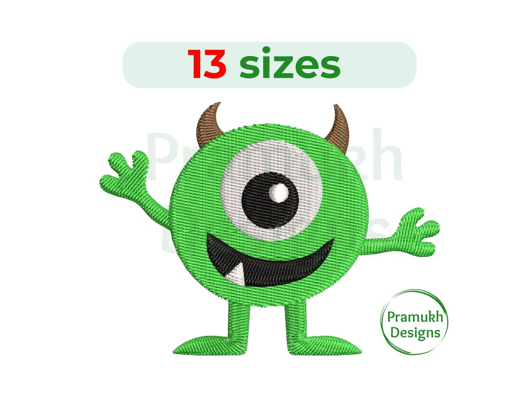 Mike Monster Embroidery Design. Mini Monster. Machine Embroidery Design ...