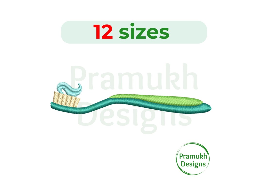 Toothbrush Embroidery Design (2–7.5 Inch) – Mini Toothbrush, Machine ...