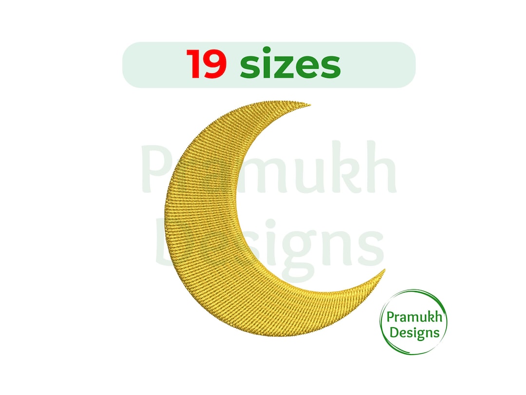 Moon Embroidery Design (0.5–6 Inch) – Half Moon, Small Moon, Moon ...