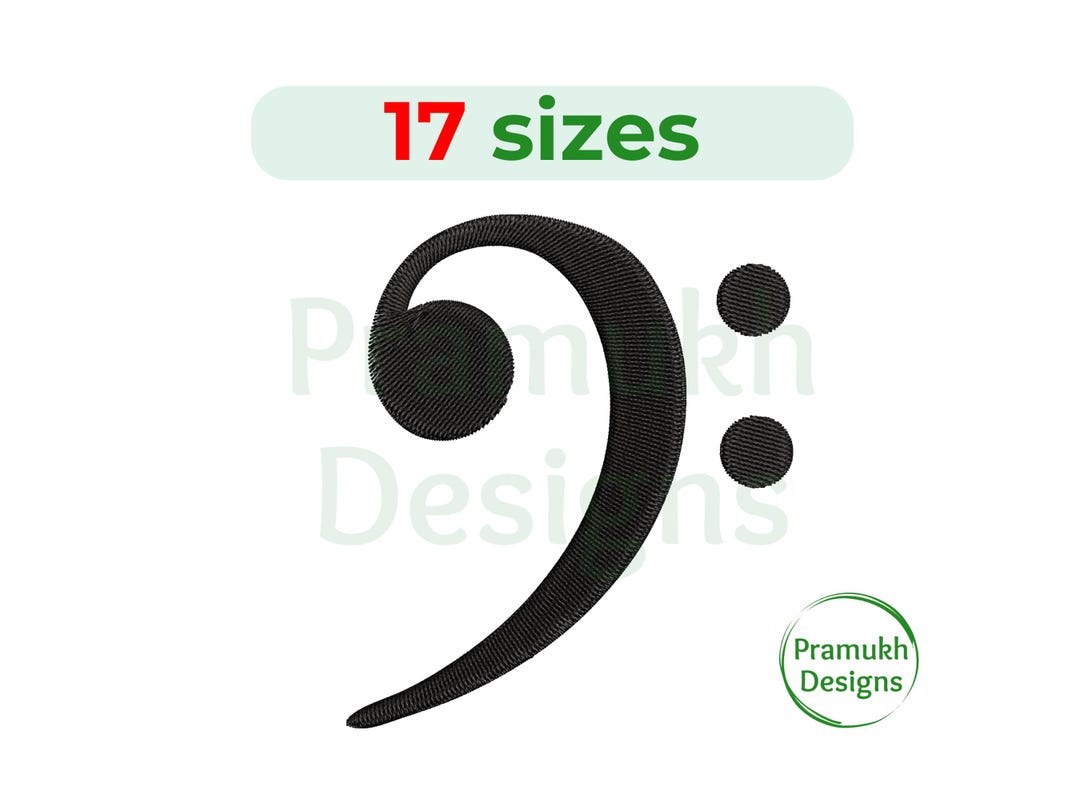 Bass Clef Embroidery Design. Machine Embroidery Design. Bass Clef ...
