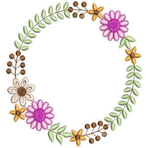 Flower Frame Embroidery Design in 3 Sizes -flower Wreath Machine ...