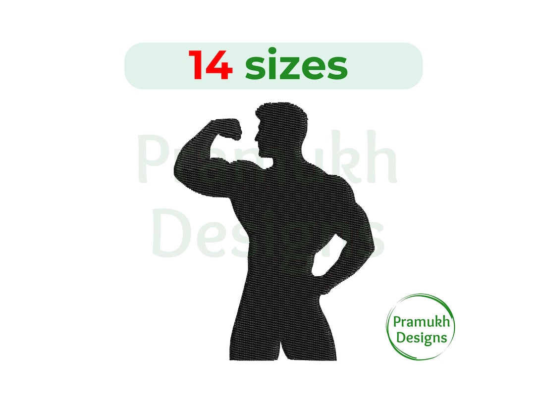 Bodybuilder Embroidery Design. Bodybuilder Silhouette. Bodybuilder ...
