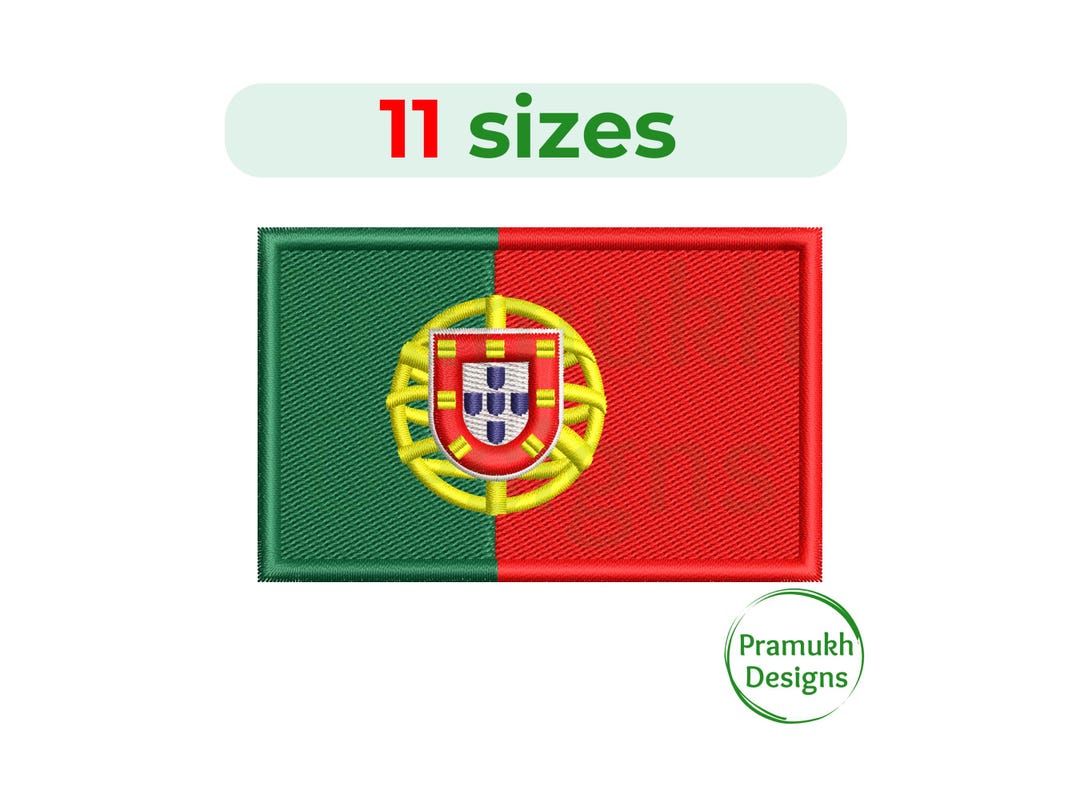 Portugal Flag Embroidery Design (2.5–7.5 Inch) – Machine Embroidery ...