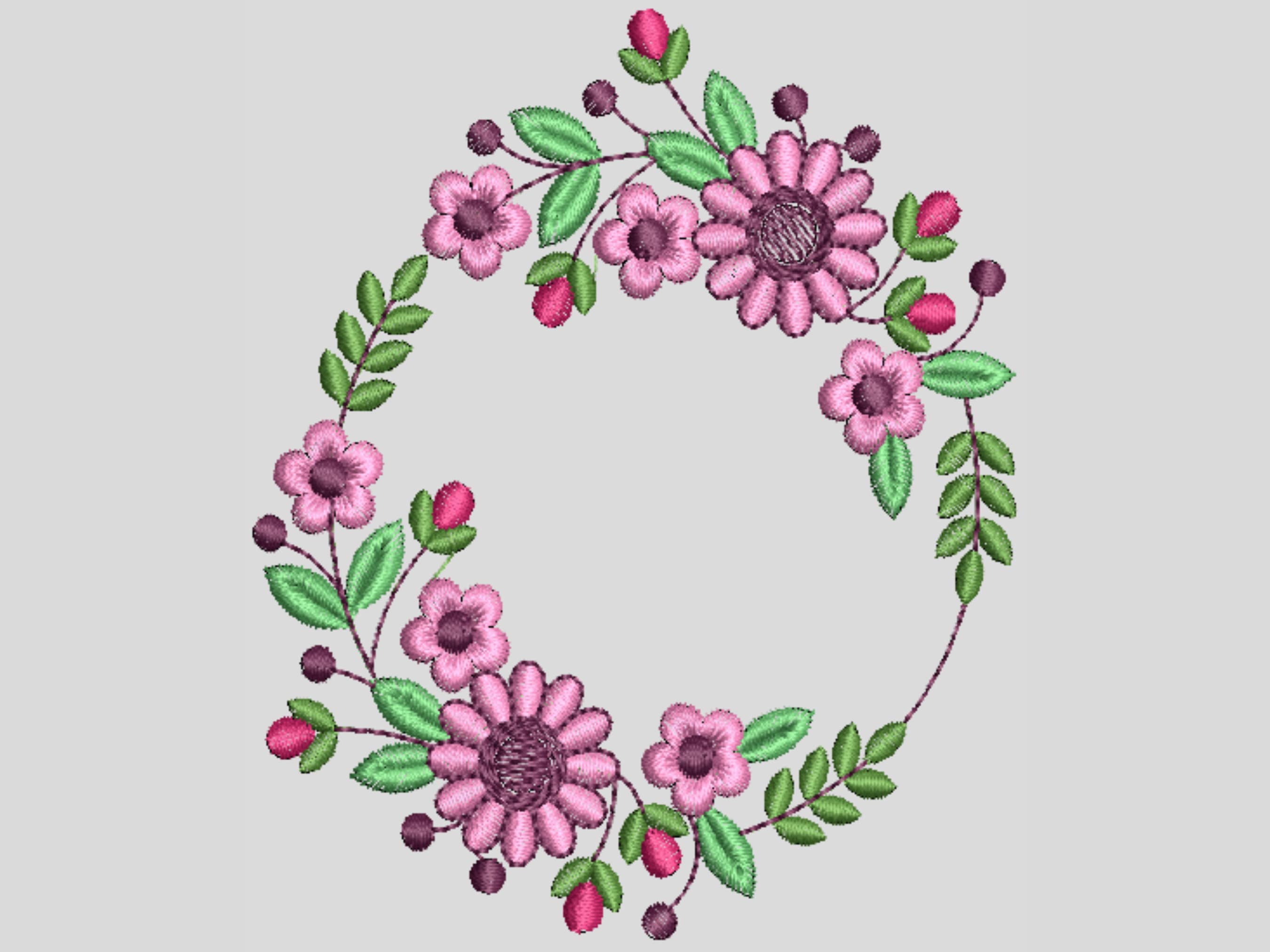 Flower Frame Embroidery Design in 4 Sizes flower Wreath - Etsy